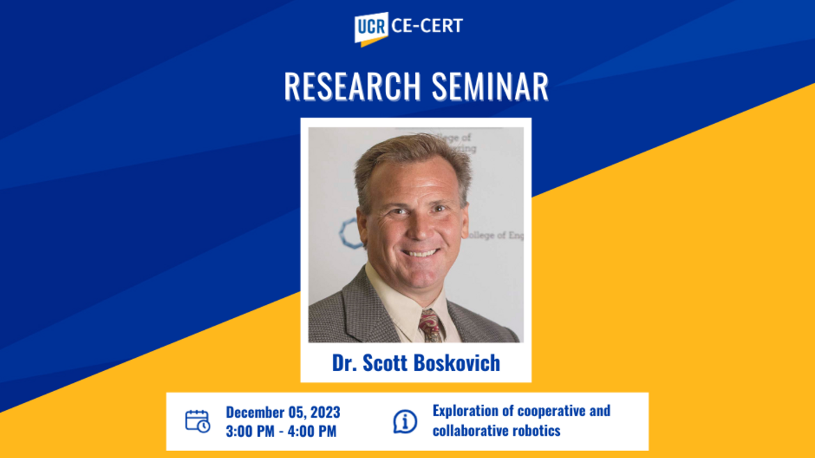 CE-CERT Research Seminar: Dr. Scott M Boskovich | Center for ...